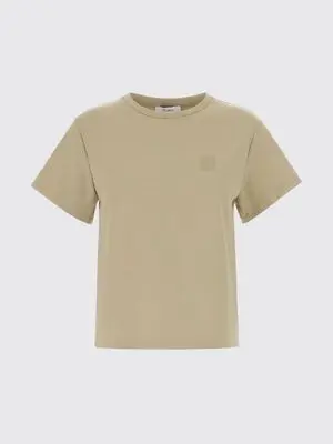 Max Mara Cotton Blend Crew-neck T-shirt With Tone-on-tone Logo - Gray