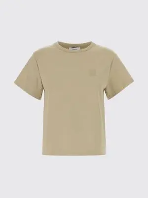 Max Mara Cotton Blend Crew-neck T-shirt With Tone-on-tone Logo - Gray