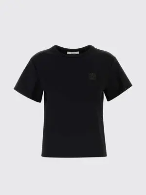 Max Mara Cotton Blend Crew-neck T-shirt With Tone-on-tone Logo - Black
