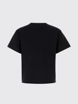 Max Mara Cotton Blend Crew-neck T-shirt With Tone-on-tone Logo - Black