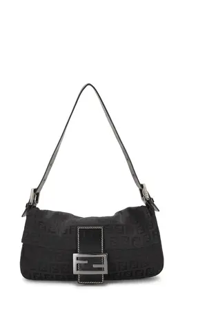 Fendi Fendi Zucchino Baguette Shoulder Bag Black