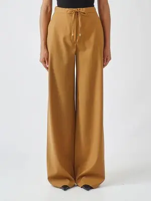 Max Mara Tailored Wide Leg Trousers With Drawstring Waist - Brown