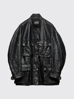 Prada Aged Leather Caban Jacket - Black