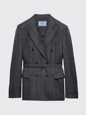 Prada Double-breasted Checked Wool Jacket - Multicolor