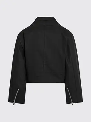 ALAIA Cropped Cotton Biker Jacket With Adjustable Waist Belt