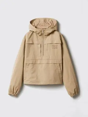 Miu Miu Hooded Blouson In Stretch Cotton