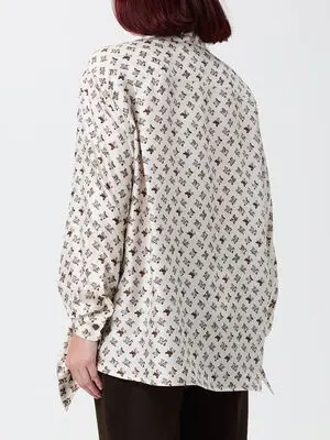 Max Mara Monogram Print Silk Shirt With French Collar And Concealed Placket