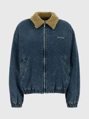 Miu Miu Denim Jacket With Shearling Collar - Blue