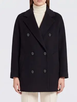 Max Mara Double-breasted Wool Caban Coat With Relaxed Fit And Lapel Collar - Black