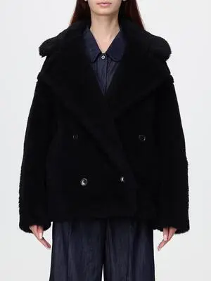 Max Mara Short Double-breasted Faux-fur Effect Coat In A Wool Blend