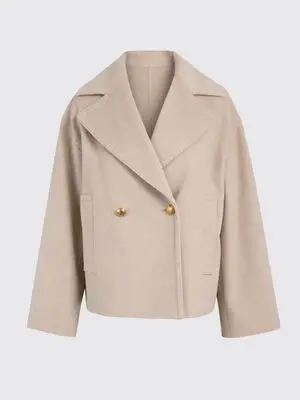 Max Mara Double Breasted Coat With Notched Lapel - Gold