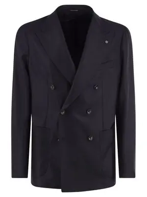 Tagliatore Double-breasted Virgin Wool And Cashmere Blazer - Blue