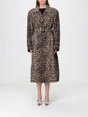 Saint Laurent Animal Print Double-breasted Trench Coat - Multicolor