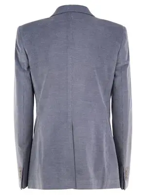 Tagliatore Double-breasted Stretch Cotton And Cashmere Blazer - Blue