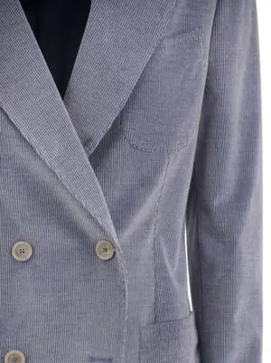Tagliatore Double-breasted Stretch Cotton And Cashmere Blazer - Blue