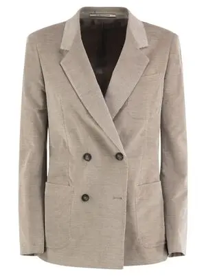 Tagliatore Double-breasted Stretch Cotton And Cashmere Blazer - Multicolor