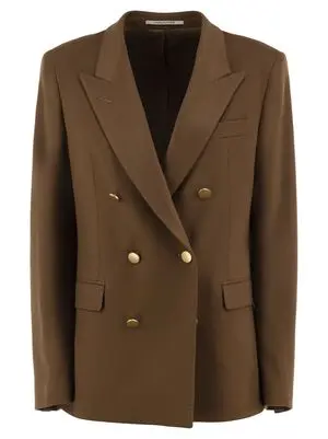 TAGLIATORE TAGLIATORE Double-Breasted Peak Lapel Cashmere Blazer