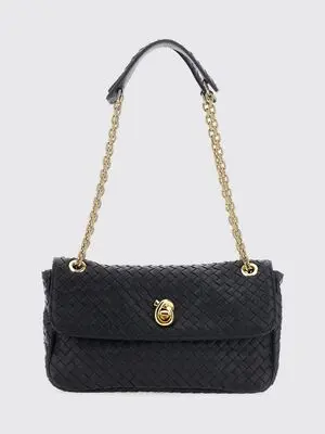 Bottega Veneta Madison Shoulder Bag In Intrecciato Leather With Chain Strap - Black