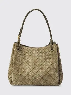 Bottega Veneta Parachute Suede Shoulder Bag With Intrecciato Handle - Multicolor