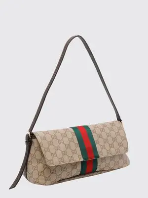 Gucci Madison Monogram Jacquard Shoulder Bag With Web Stripe - Cream