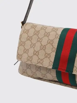 Gucci Madison Monogram Jacquard Shoulder Bag With Web Stripe - Cream