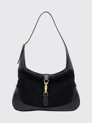 Gucci Jackie 1961 Medium Grained Leather Shoulder Bag With Piston Closure - Black