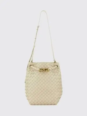 Bottega Veneta Andiamo Woven Lambskin Bucket Bag - Cream