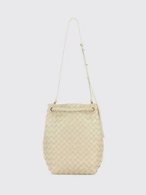 Bottega Veneta Andiamo Woven Lambskin Bucket Bag - Cream