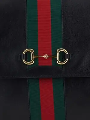 Gucci Large Shoulder Bag With Horsebit Detail - Black