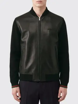 Gucci Bomber In Lamb Nappa And Wool Cotton Knit