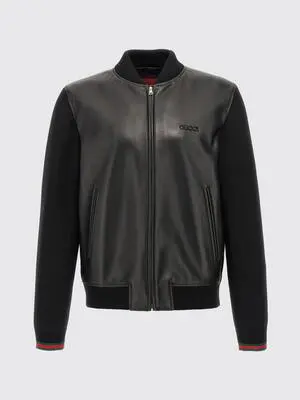 Gucci Bomber In Lamb Nappa And Wool Cotton Knit