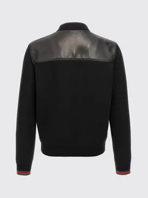 Gucci Bomber In Lamb Nappa And Wool Cotton Knit