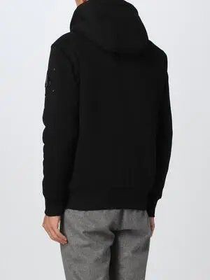 Moose Knuckles Cotton-blend Hooded Zip-up Sweatshirt With Kangaroo Pocket - Black
