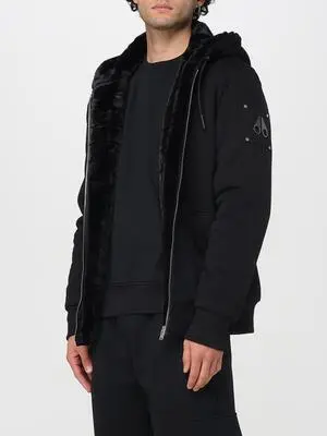Moose Knuckles Cotton-blend Hooded Zip-up Sweatshirt With Kangaroo Pocket - Black