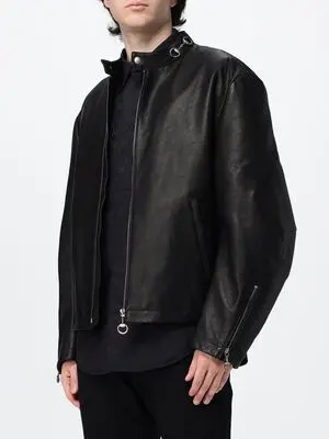 Gucci Two-tone Leather Biker Jacket With Zipped Cuffs And Slit Pockets
