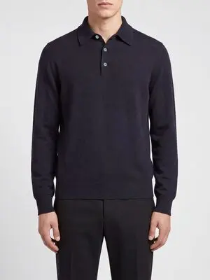 Zegna Cashmere And Silk Long-sleeved Knit Polo