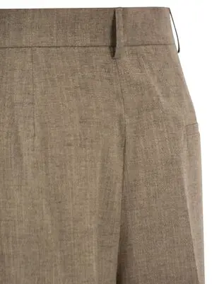 FAY Regular Fit Trousers In Micro-check Cotton And Linen