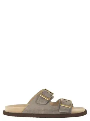 Brunello Cucinelli Urban Slides In Washed Suede