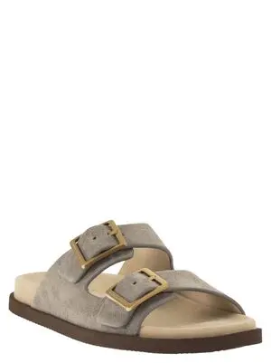 Brunello Cucinelli Urban Slides In Washed Suede