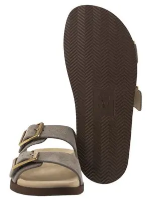 Brunello Cucinelli Urban Slides In Washed Suede
