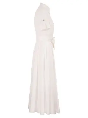 FAY Stretch Cotton Poplin Shirt Dress - White