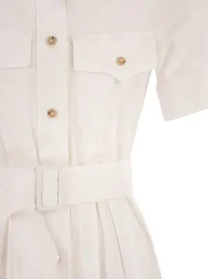 FAY Stretch Cotton Poplin Shirt Dress - White