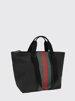 Gucci Positano Striped Cotton Canvas Shopping Bag With Web Logo