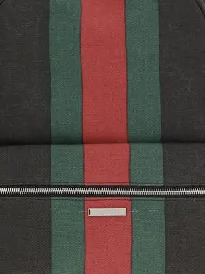 Gucci Cotton Canvas Backpack With Web Stripe Detail - Black