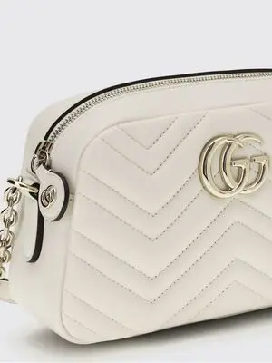 Gucci Gg Marmont Bag In Chevron Nappa Leather - White