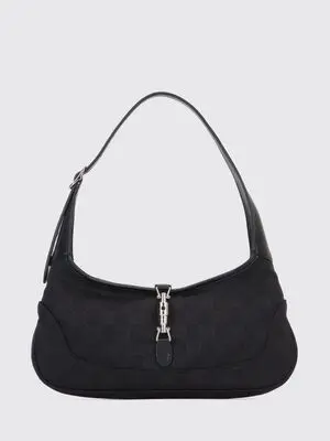 Gucci Jackie Slim Gg Monogram Jacquard Fabric Shoulder Bag - Black