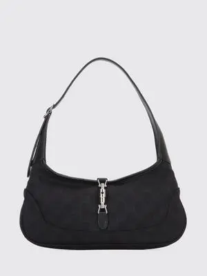 Gucci Jackie Slim Gg Monogram Jacquard Fabric Shoulder Bag - Black