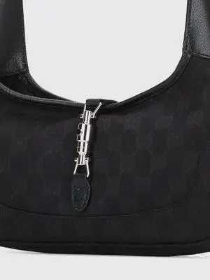 Gucci Jackie Slim Gg Monogram Jacquard Fabric Shoulder Bag - Black