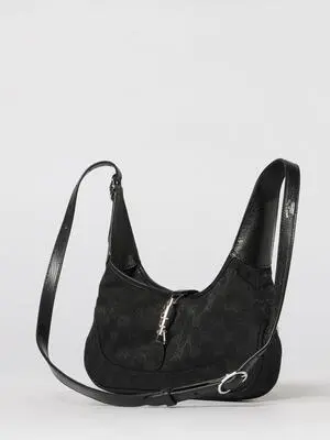 Gucci Jackie Slim Gg Monogram Jacquard Fabric Shoulder Bag - Black