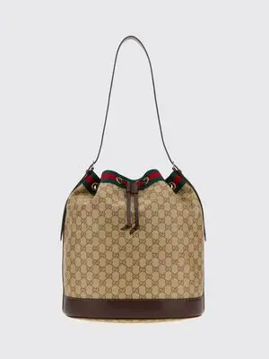 Gucci Venice Gg Jacquard Fabric Bucket Bag With Leather Handle - Cream